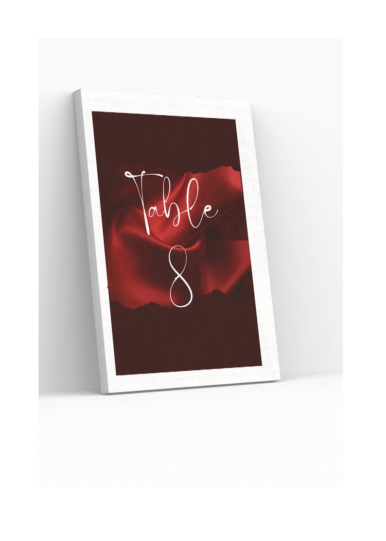 Printable Red and Black Wedding Table Numbers, 25 Dark Red Reception ...