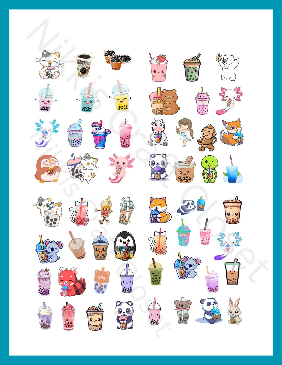 Printable Boba Bubble Tea Sticker Pack, Drink Lovers Stickers, Anime ...