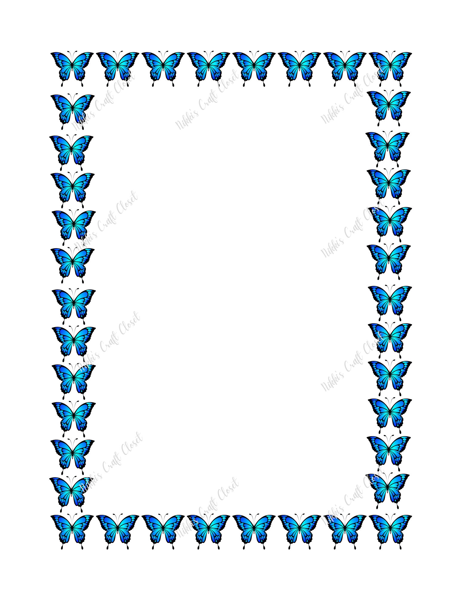 Girl Printable Paper Borders, Girl Invitation Frames, Set of Four ...