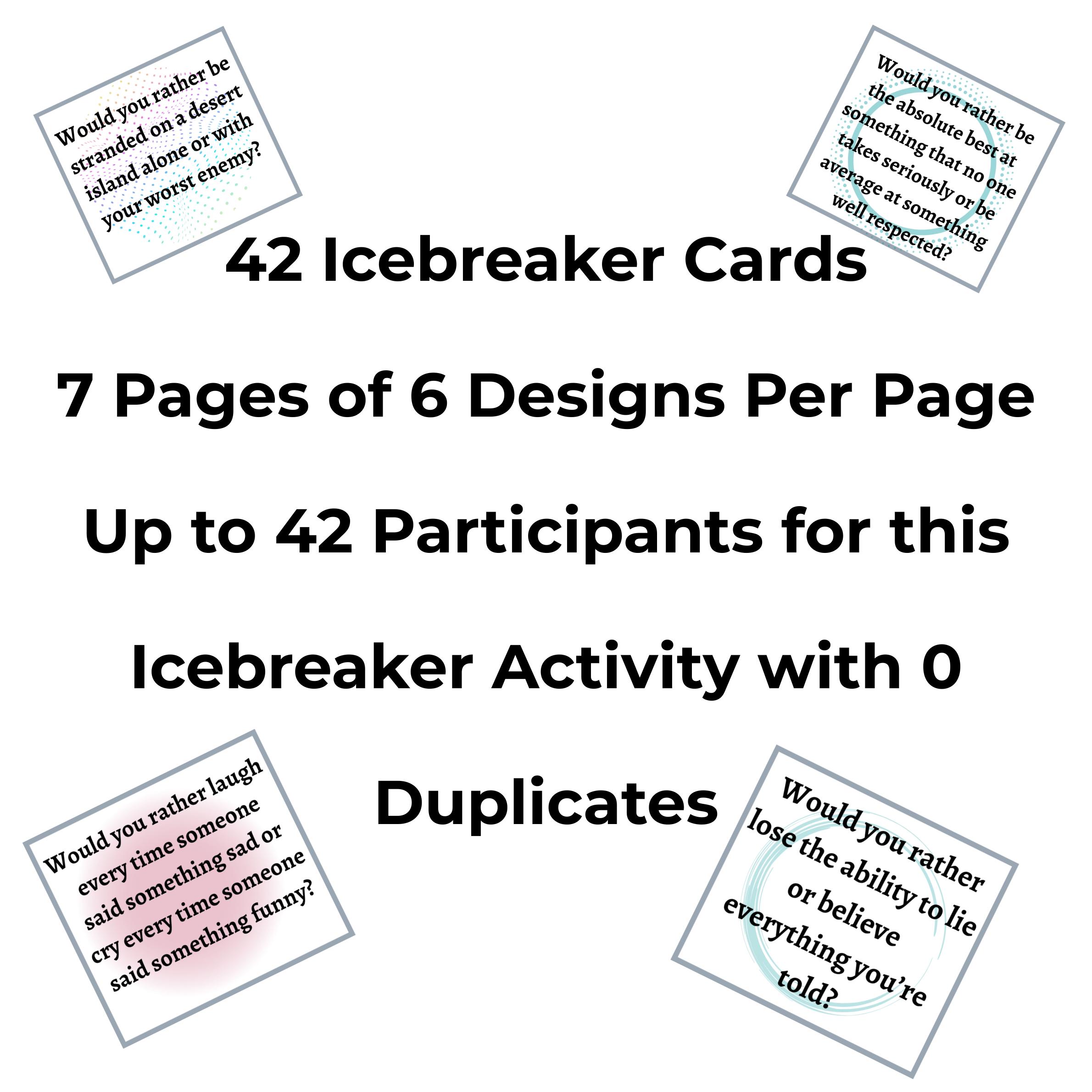 Laminated Icebreaker Team Building Cards, Fun Party Game for Game Night ...