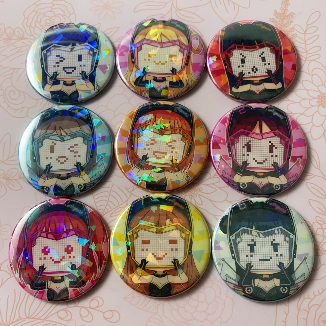 Love Live Holographic Buttons 2.25" (aqours Cyber) - Etsy
