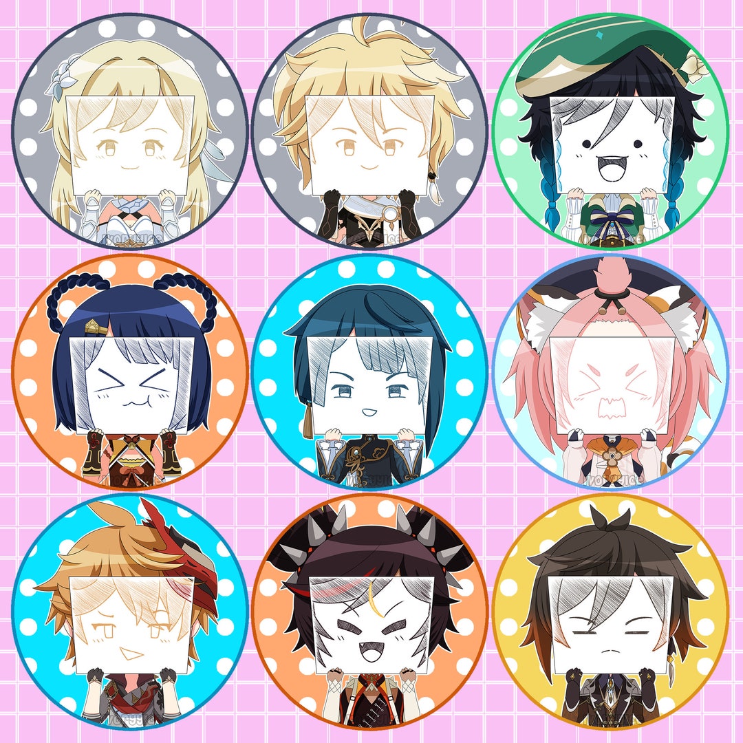 Genshin Impact Buttons 2.25 set 03 Sign Face - Etsy