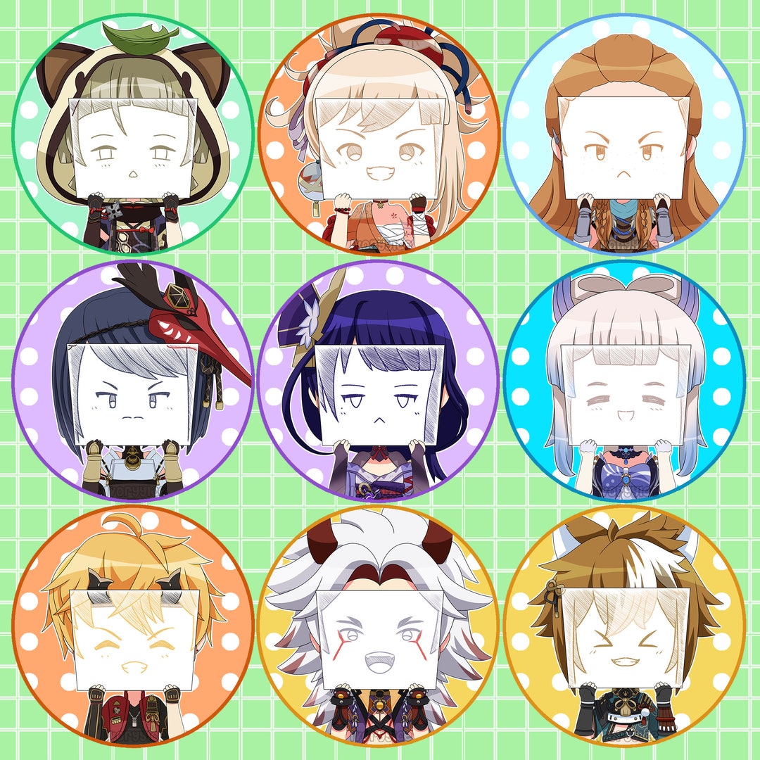 Genshin Impact Buttons 2.25 set 05 Sign Face - Etsy
