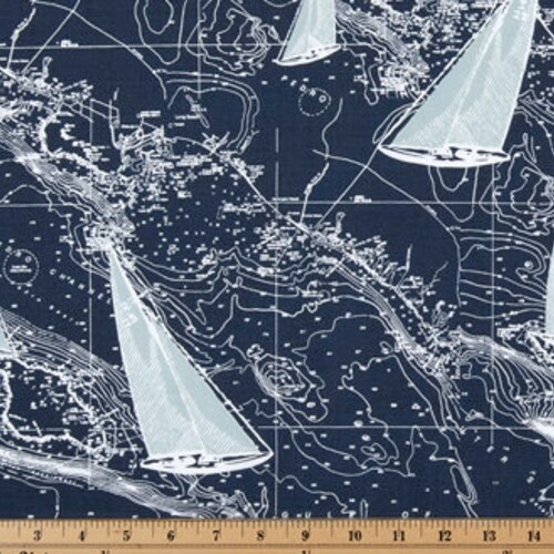 Nautical Maps Fabric 100% Cotton Fabric Fabric by the Yard | Etsy