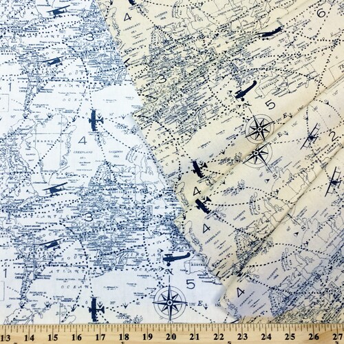 Planes Fabric by the YARD All Cotton Air Traffic Flight Map - Etsy