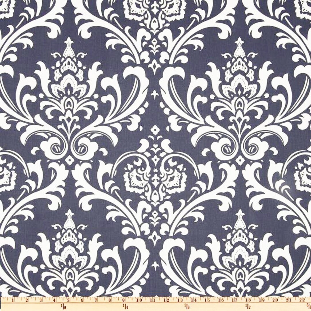 Blue Damask Fabric by the BOLT Navy Premier Prints Ozborne Cotton Home ...