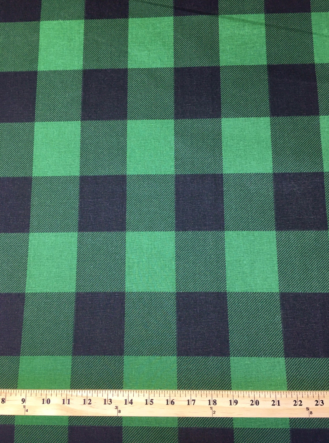 Green Black Buffalo Check Plaid Fabric by the YARD All Cotton - Etsy