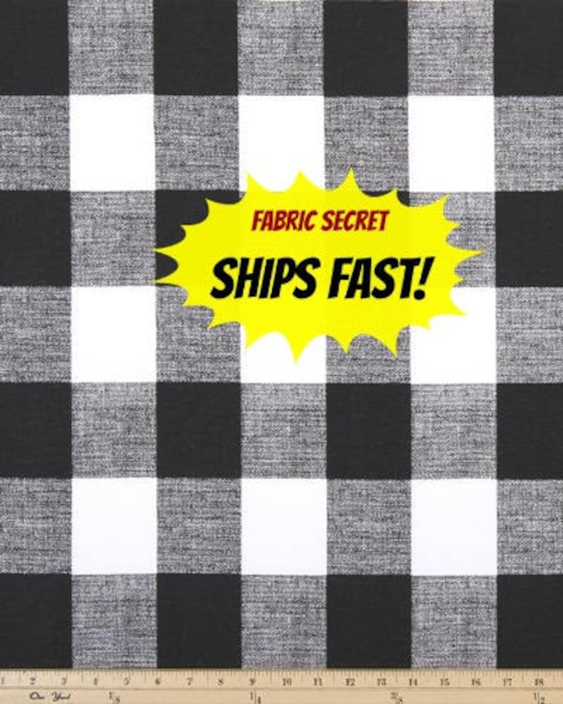 Black Buffalo Plaid Check Fabric by the SAMPLE, YARD or BOLT Home Decor ...