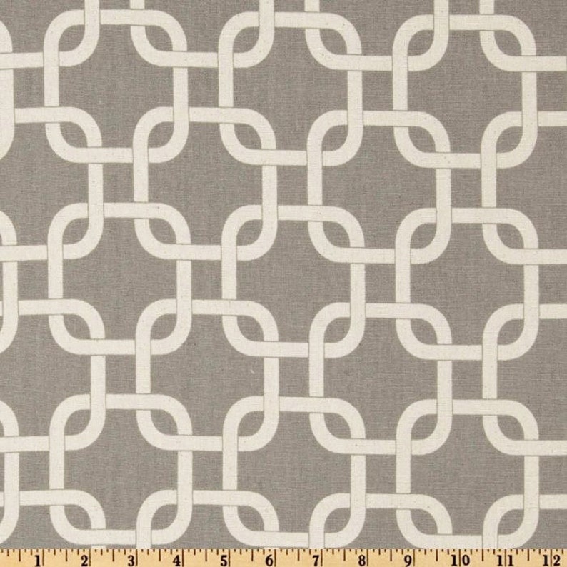 Grey Geometric Fabric by the Yard All Cotton Chain Link | Etsy