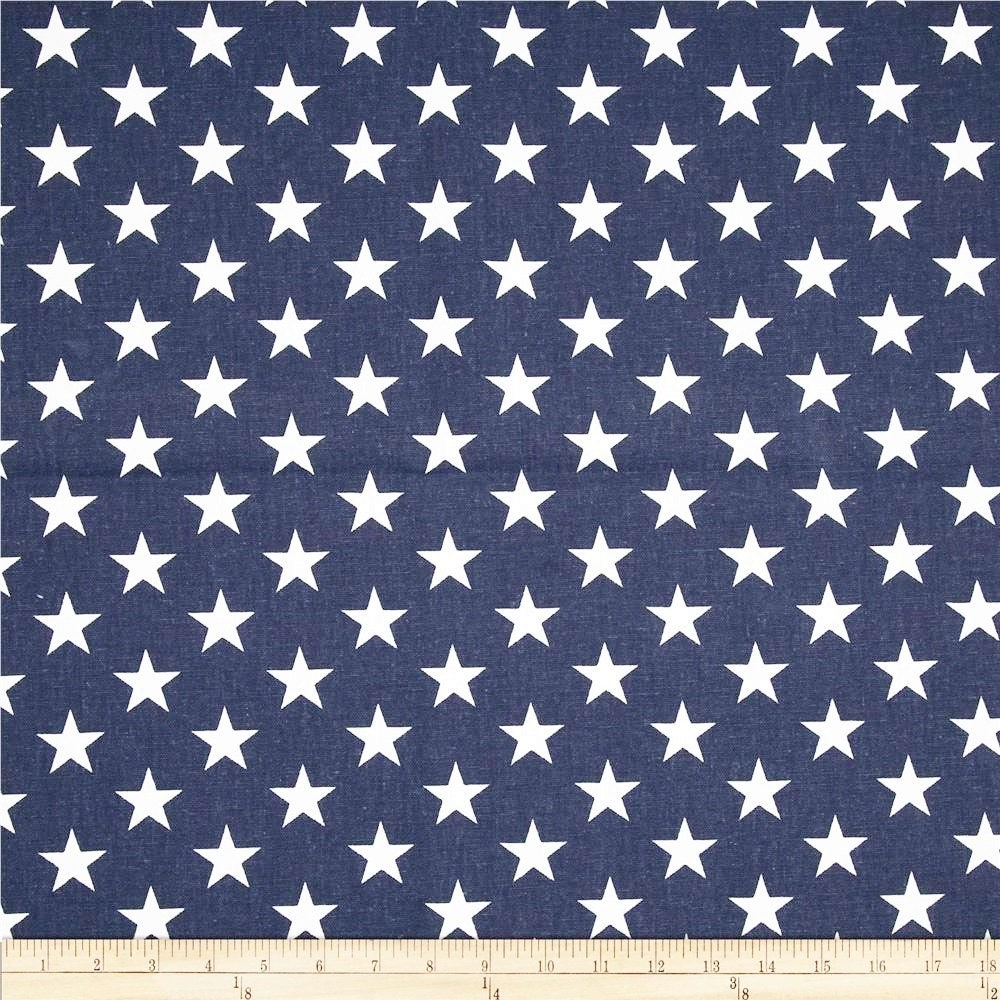 Stars Fabric by the Yard White With Navy Blue Field American Flag All ...
