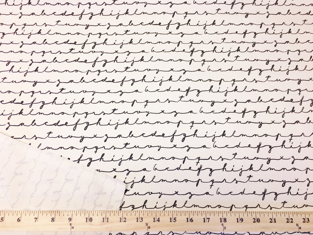 Black Natural Script Fabric SAMPLE or by the YARD All Cotton Home Decor ...