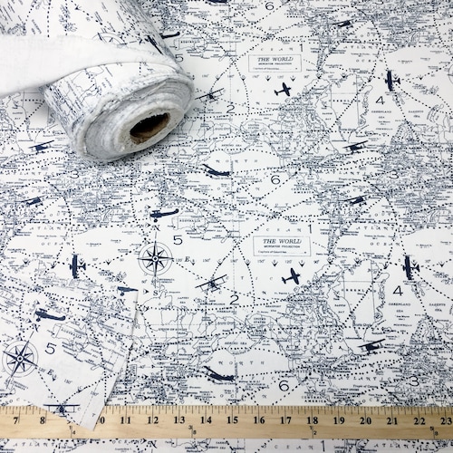 Planes Fabric by the YARD All Cotton Air Traffic Flight Map - Etsy