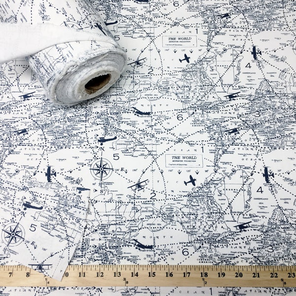 Map Fabric - Etsy