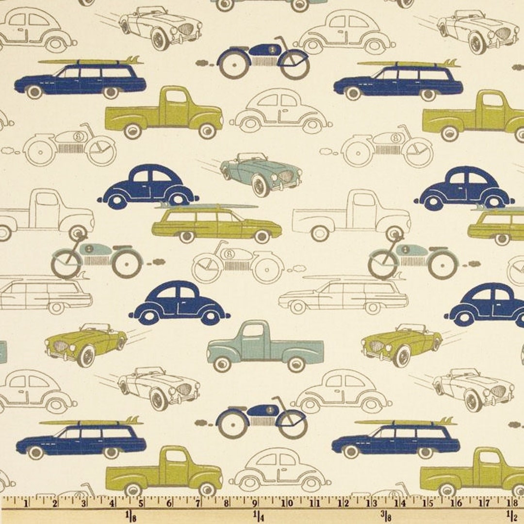 Retro Car Fabric by the YARD Rides Vintage Antique Classic Premier ...