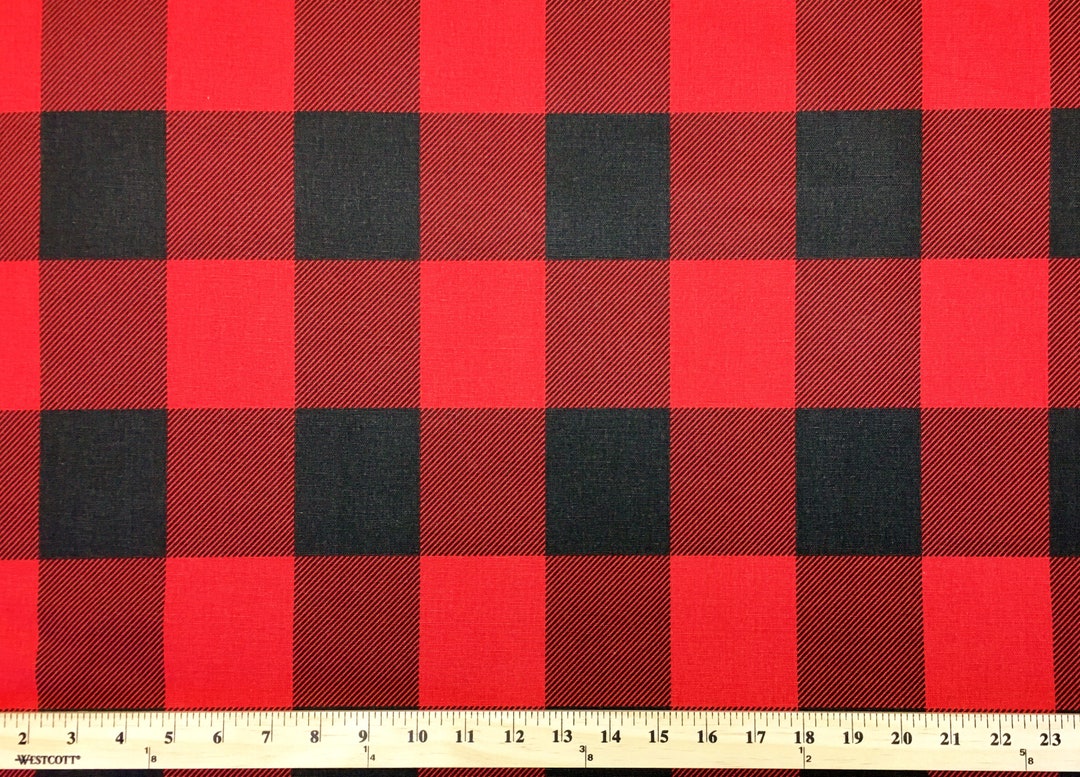 Red Black Buffalo Check Plaid Fabric by the YARD, BOLT or Sample All ...