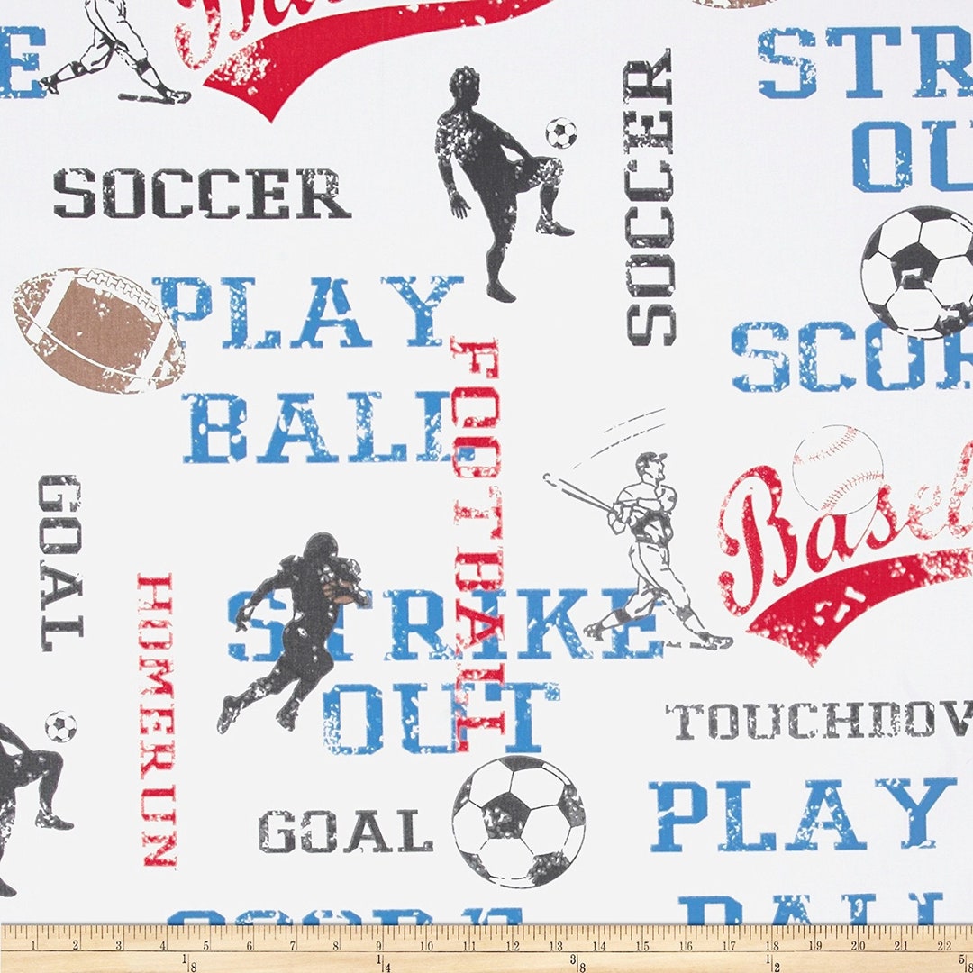 Sports Fabric by the Yard all Cotton Home Decor baseball football ...