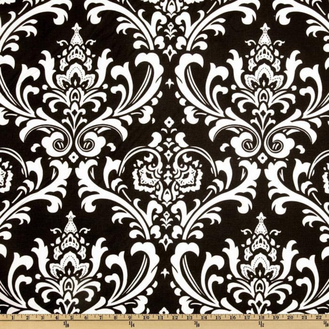 Black Damask Fabric by the YARD Premier Prints Ozborne Cotton ...