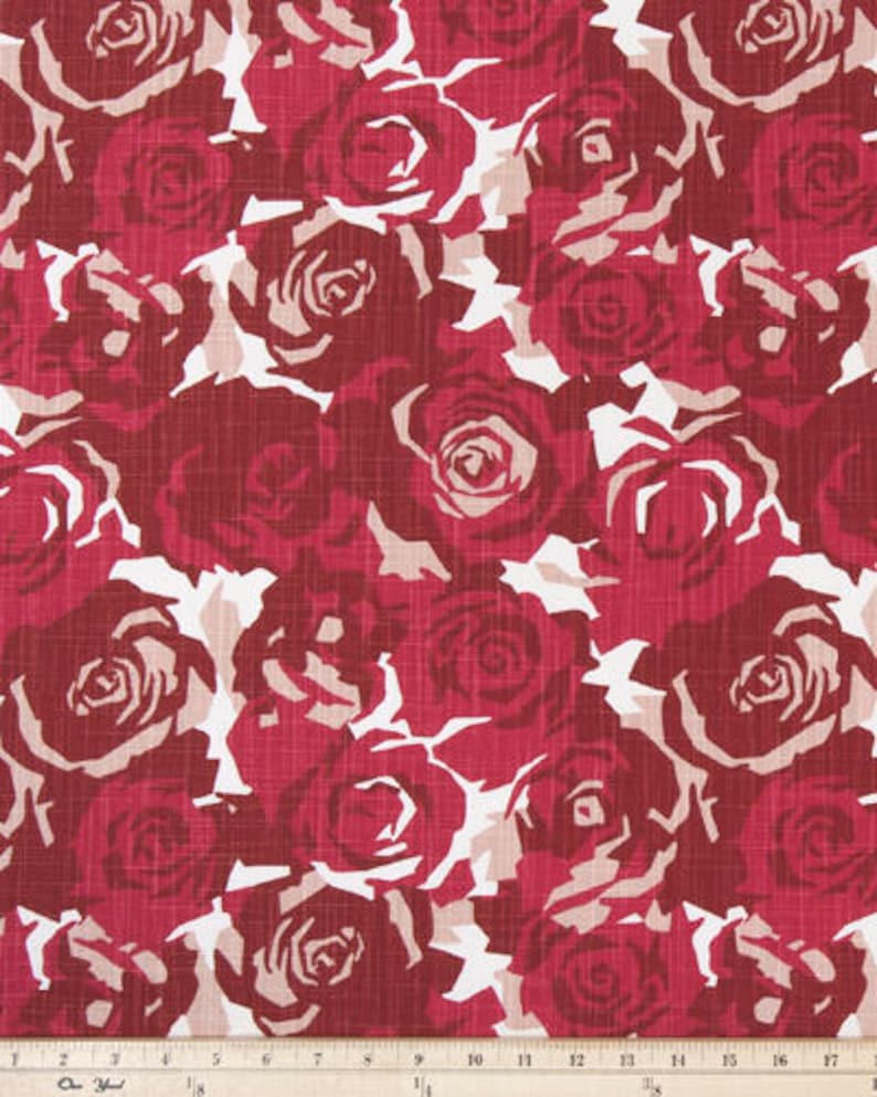 Red Roses Fabric by the YARD Home Decor Weight Premier Prints Farrah ...