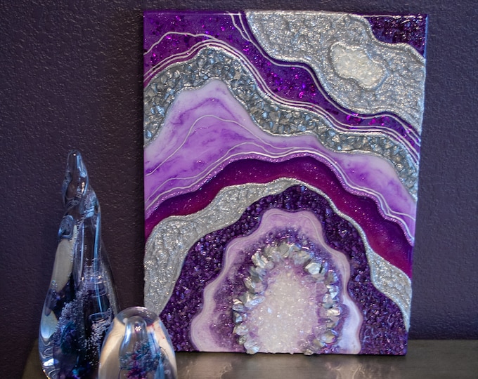 Geode Wall Art With Crystal Quartz by Lisa Gates / Resin Geode Wall Art ...