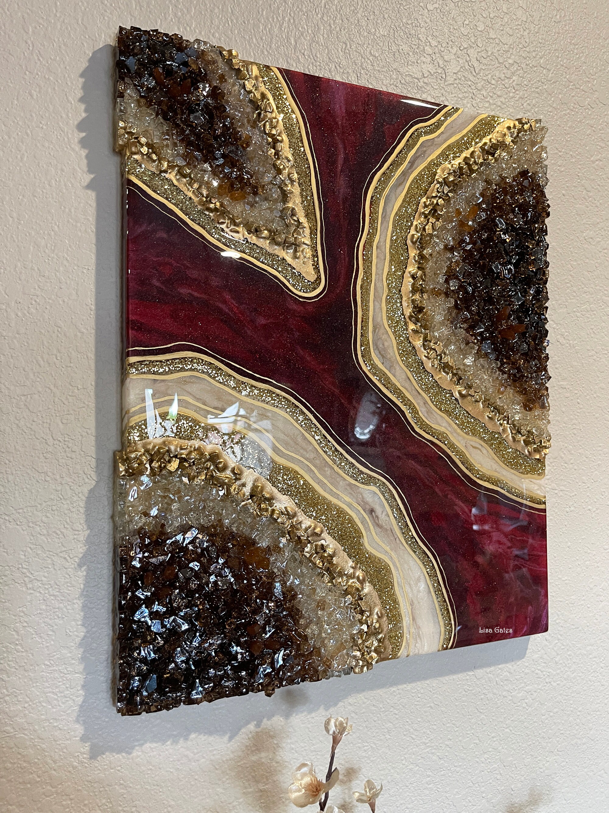 Geode Wall Art Decor by Lisa Gates / Geode Art / Crystal Art / - Etsy