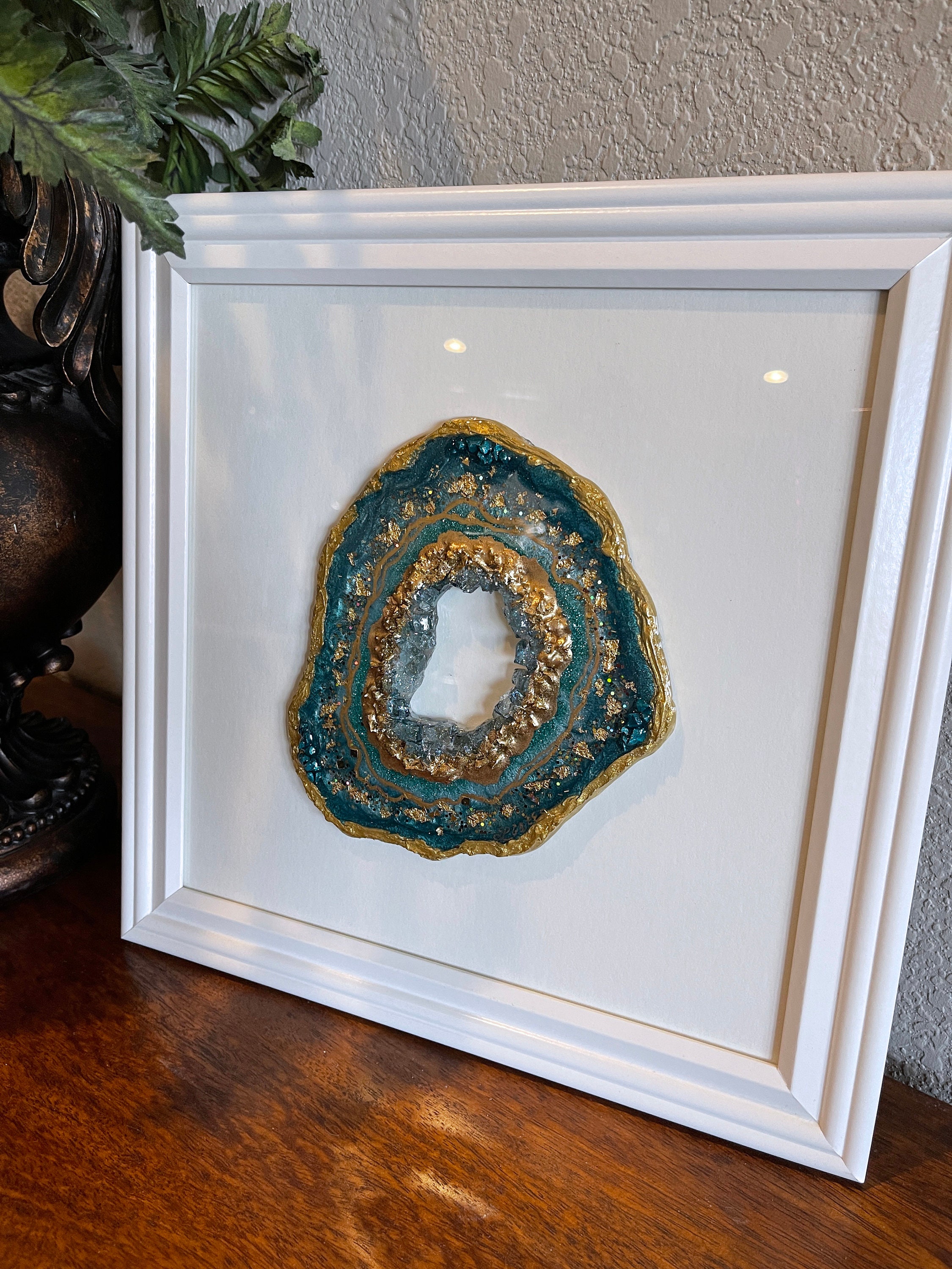GEODE Art-resin Geode Wall Art by Lisa Gates/ Agate Teal Green Geode ...