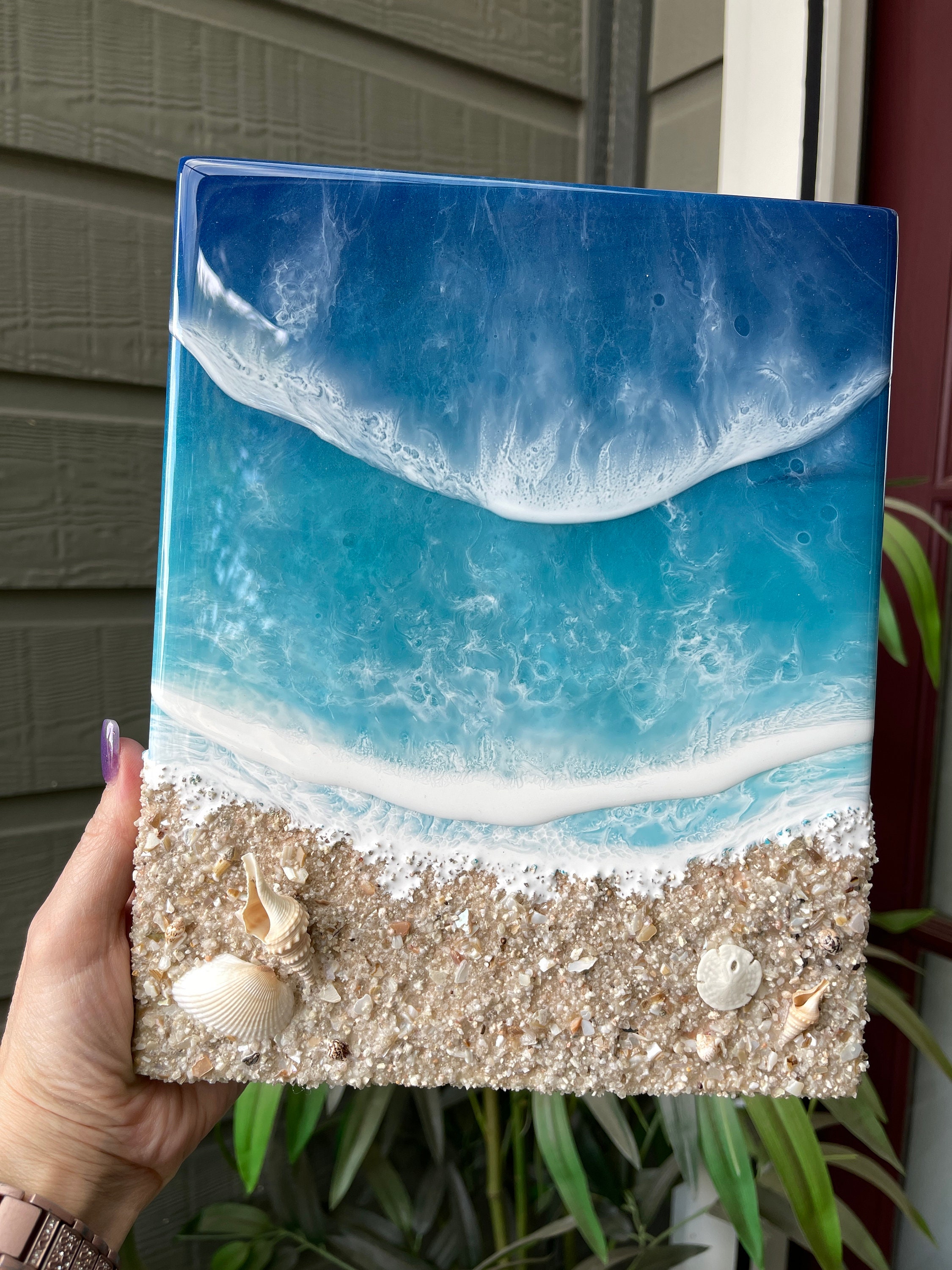 Original Ocean Painting, Resin Beach, Ocean Art, Resin Painting by Lisa ...