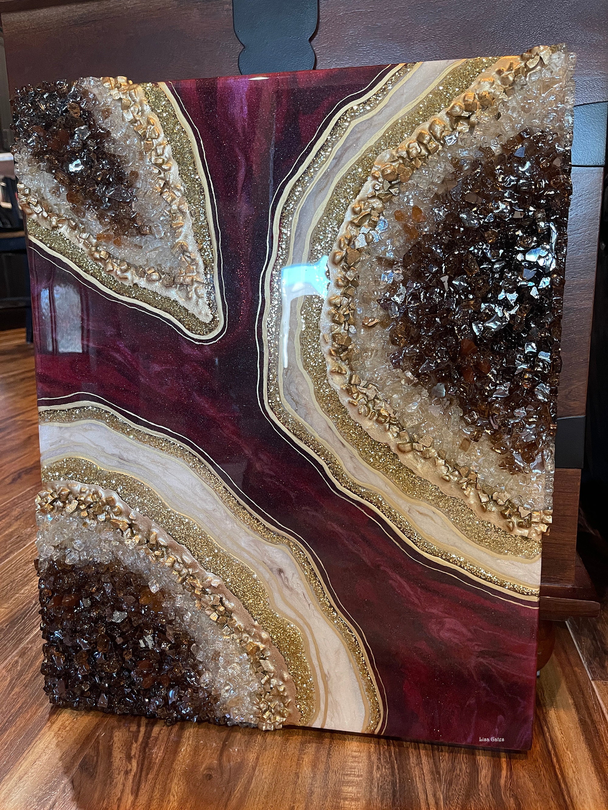 Geode Wall Art Decor by Lisa Gates / Geode Art / Crystal Art / - Etsy