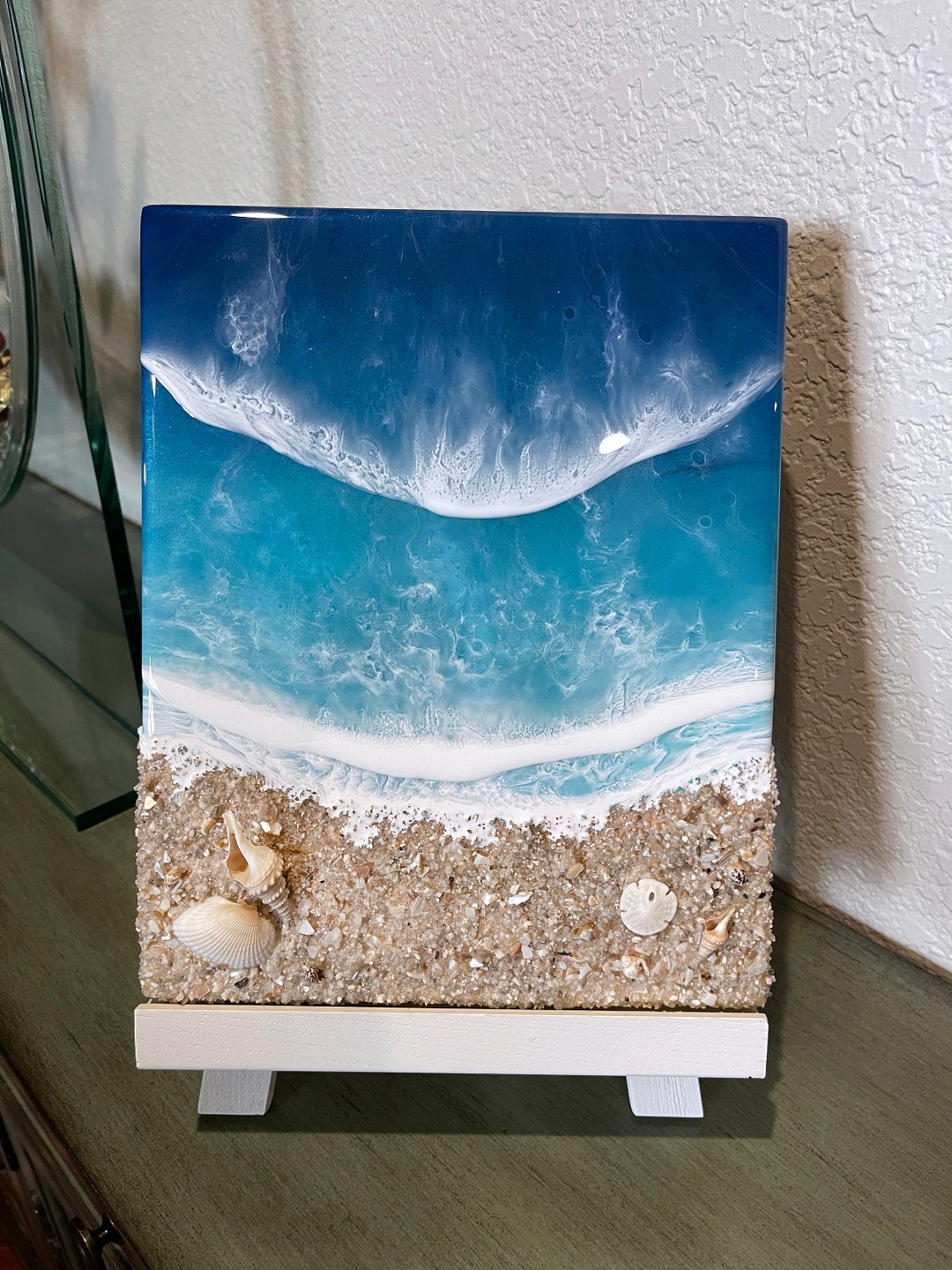 Original Ocean Painting, Resin Beach, Ocean Art, Resin Painting by Lisa ...