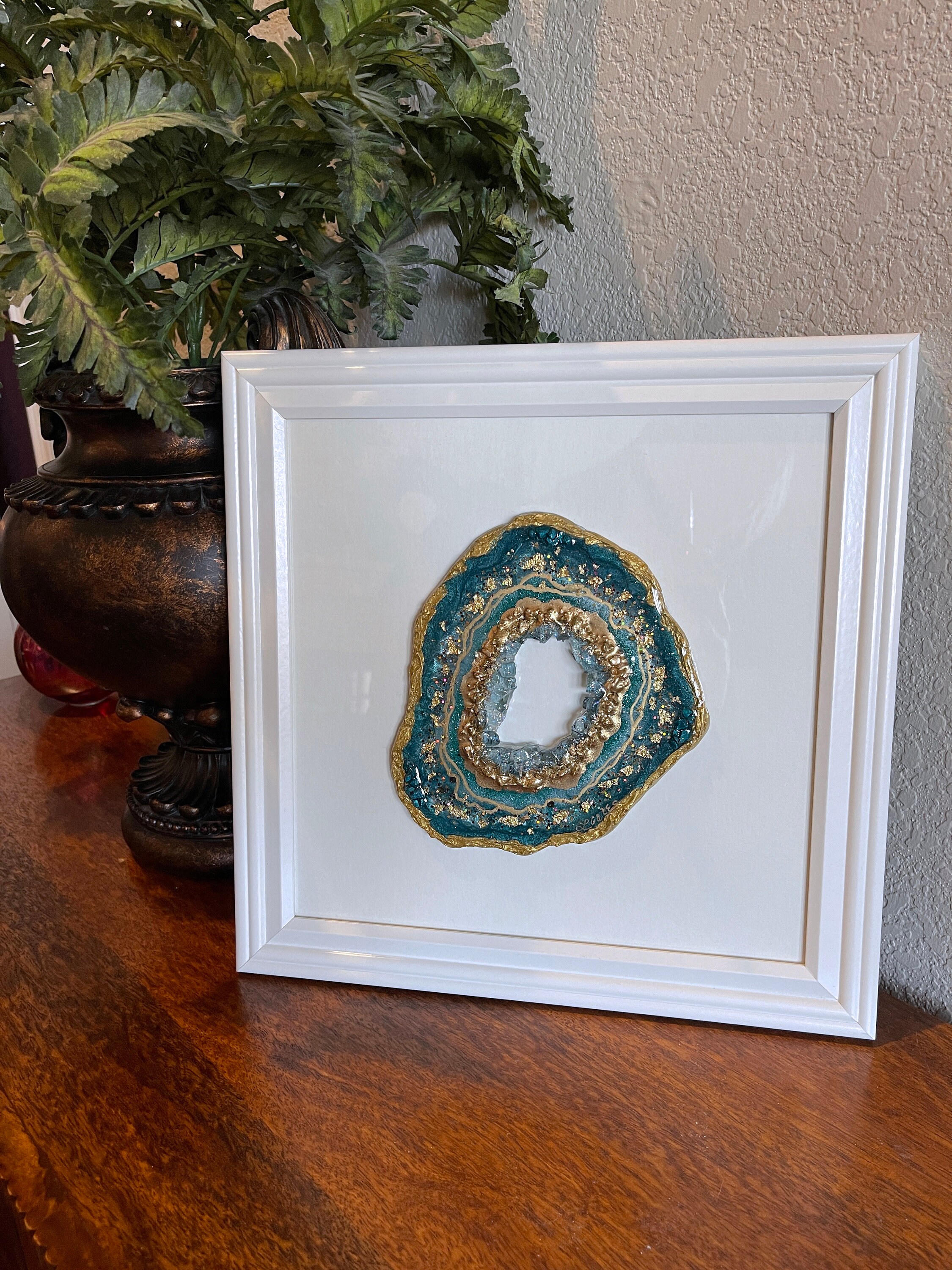 GEODE Art-resin Geode Wall Art by Lisa Gates/ Agate Teal Green Geode ...