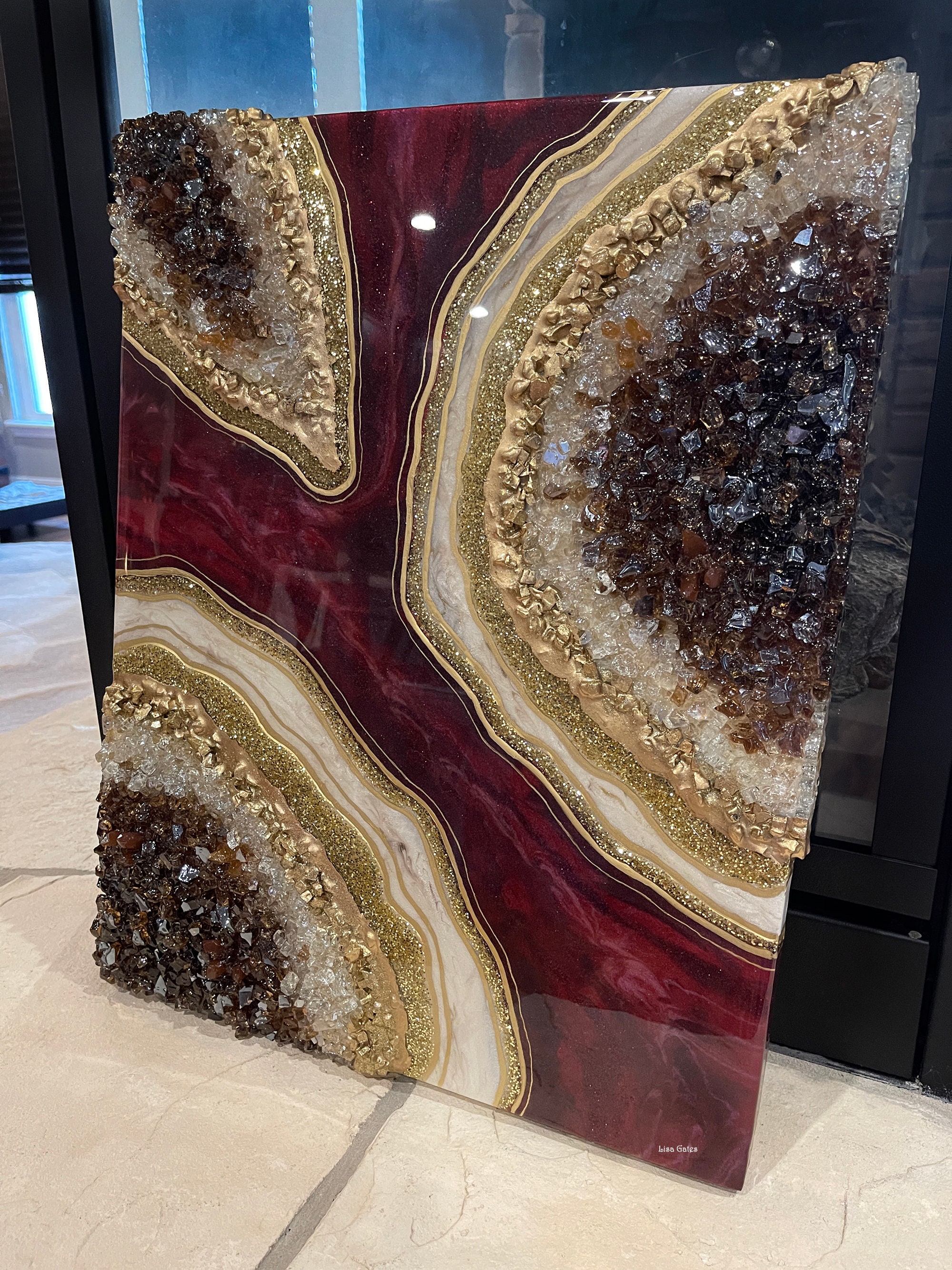 Geode Wall Art Decor by Lisa Gates / Geode Art / Crystal Art / - Etsy