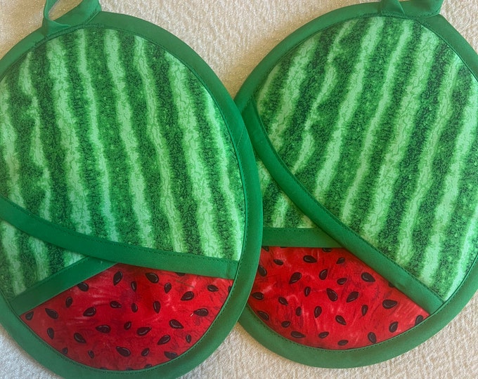 Watermelon Potholders, Summer Fruit, Watermelon Hot Pads, Watermelon ...