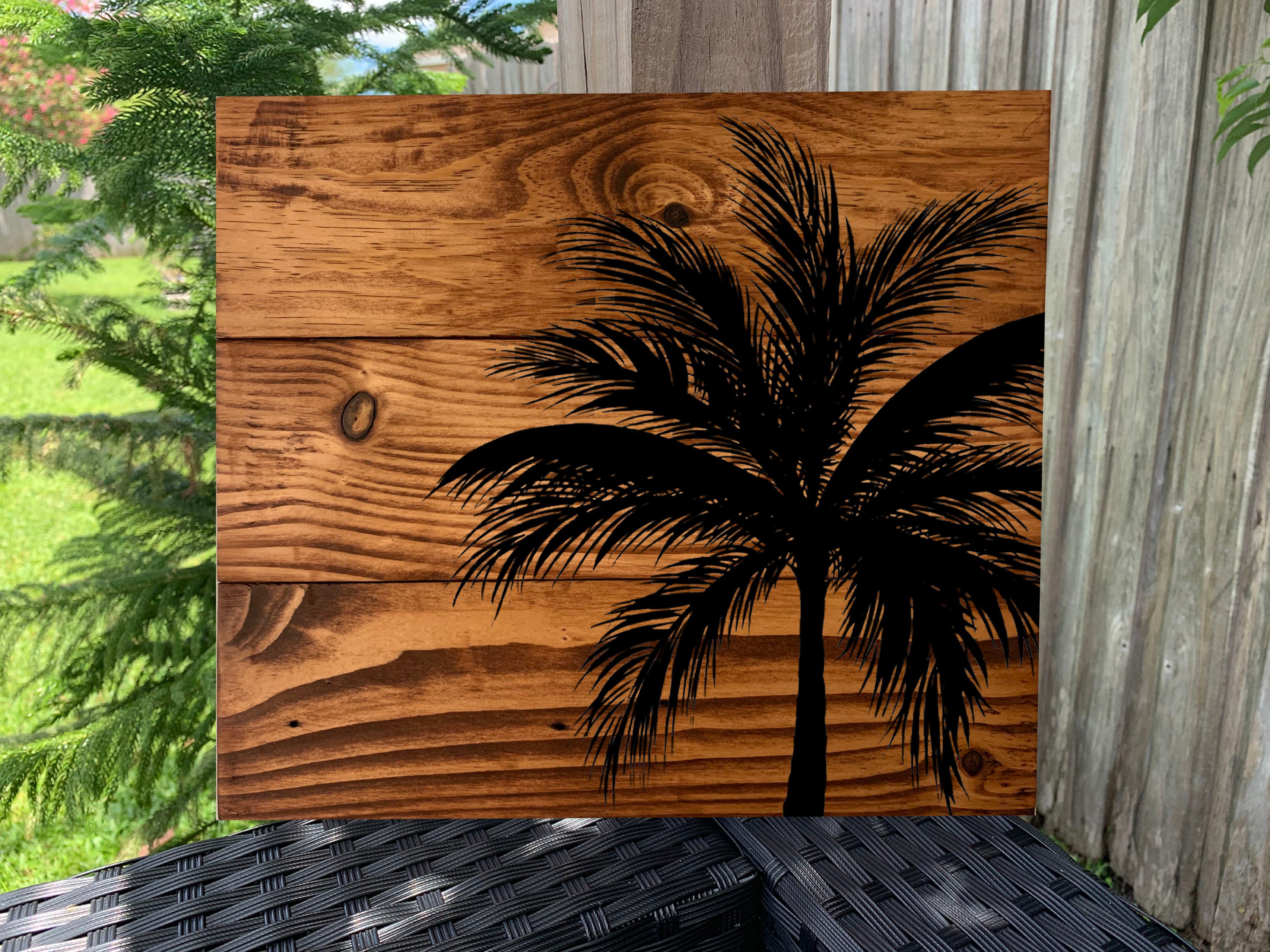 Hand Painted Reclaimed Wood Palm Tree Painting Wood Sign - Etsy