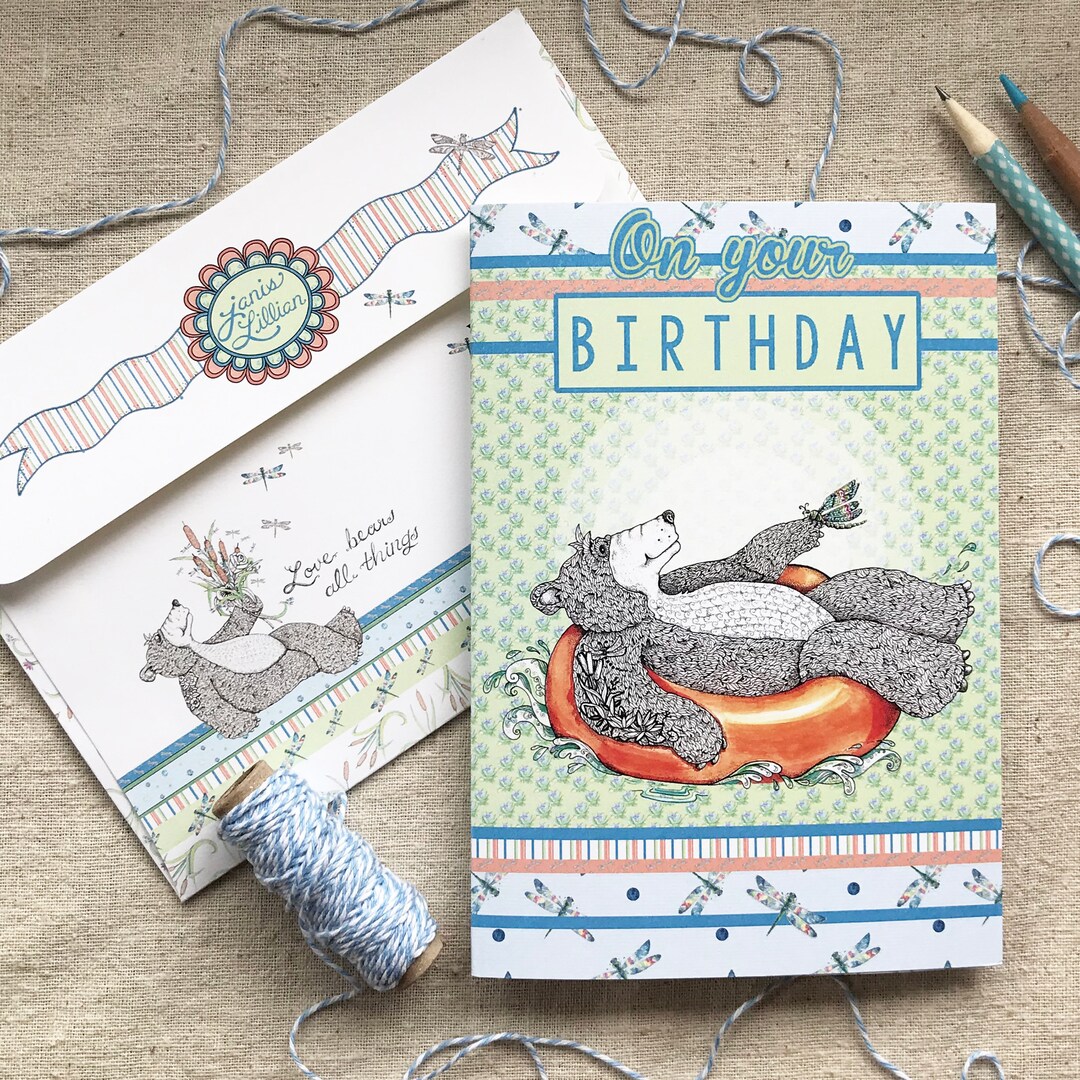 Go With the Flow-birthday-tubing-dragonfly-greeting Card - Etsy