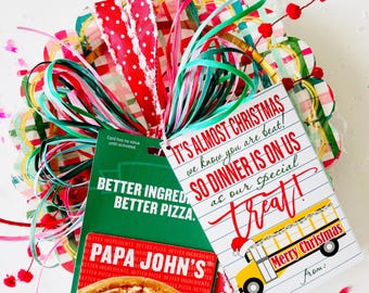 Dinners on Us Treat Tag/first Week of School Gift Tag for Dinner - Etsy