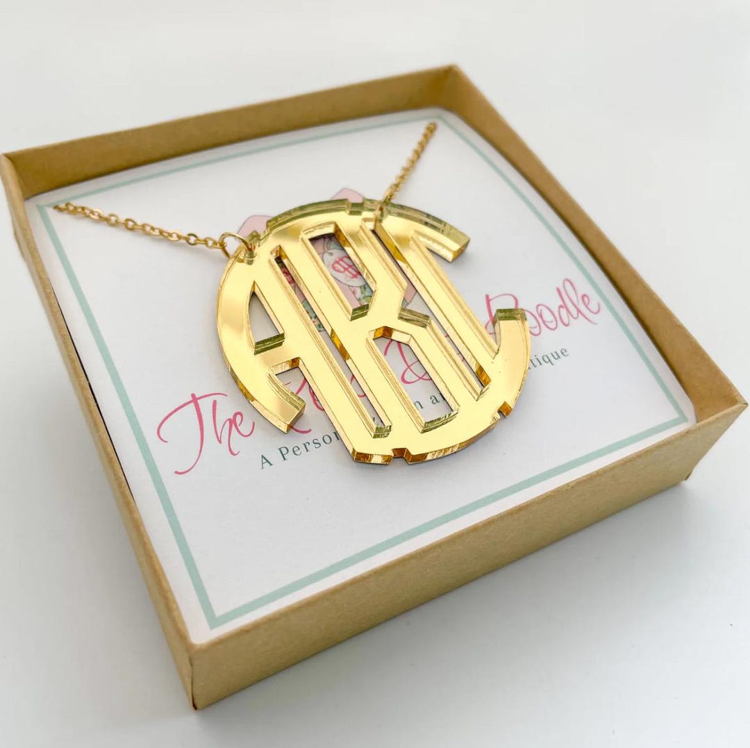 Acrylic Monogram Necklace, Personalized Initial Pendant - Etsy