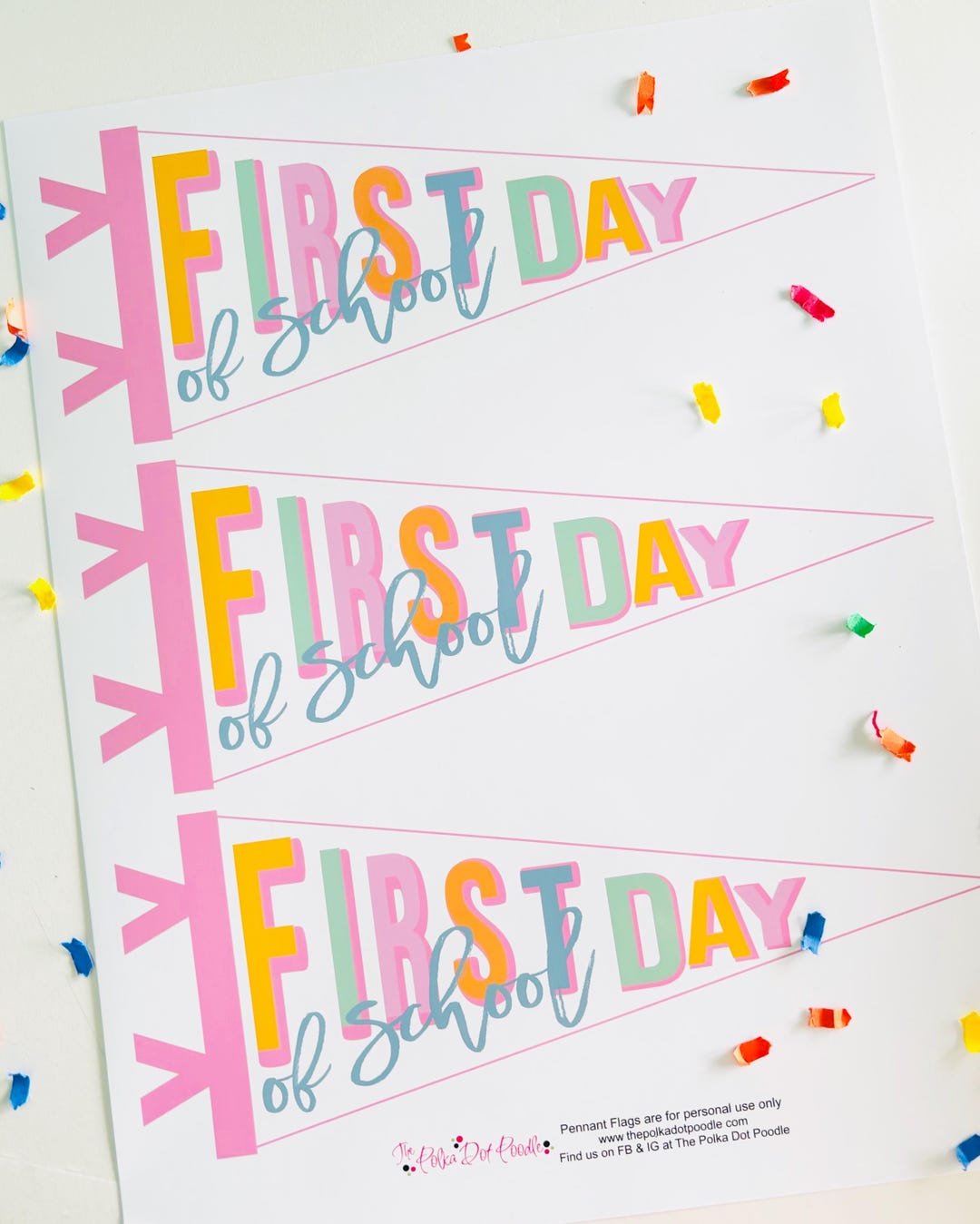First Day of School Pennant Banner | Photo Prop (digital Download) - Etsy