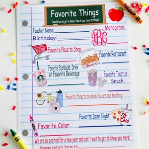 Teacher Favorites Printables | Favorite Things Teacher Edition ...