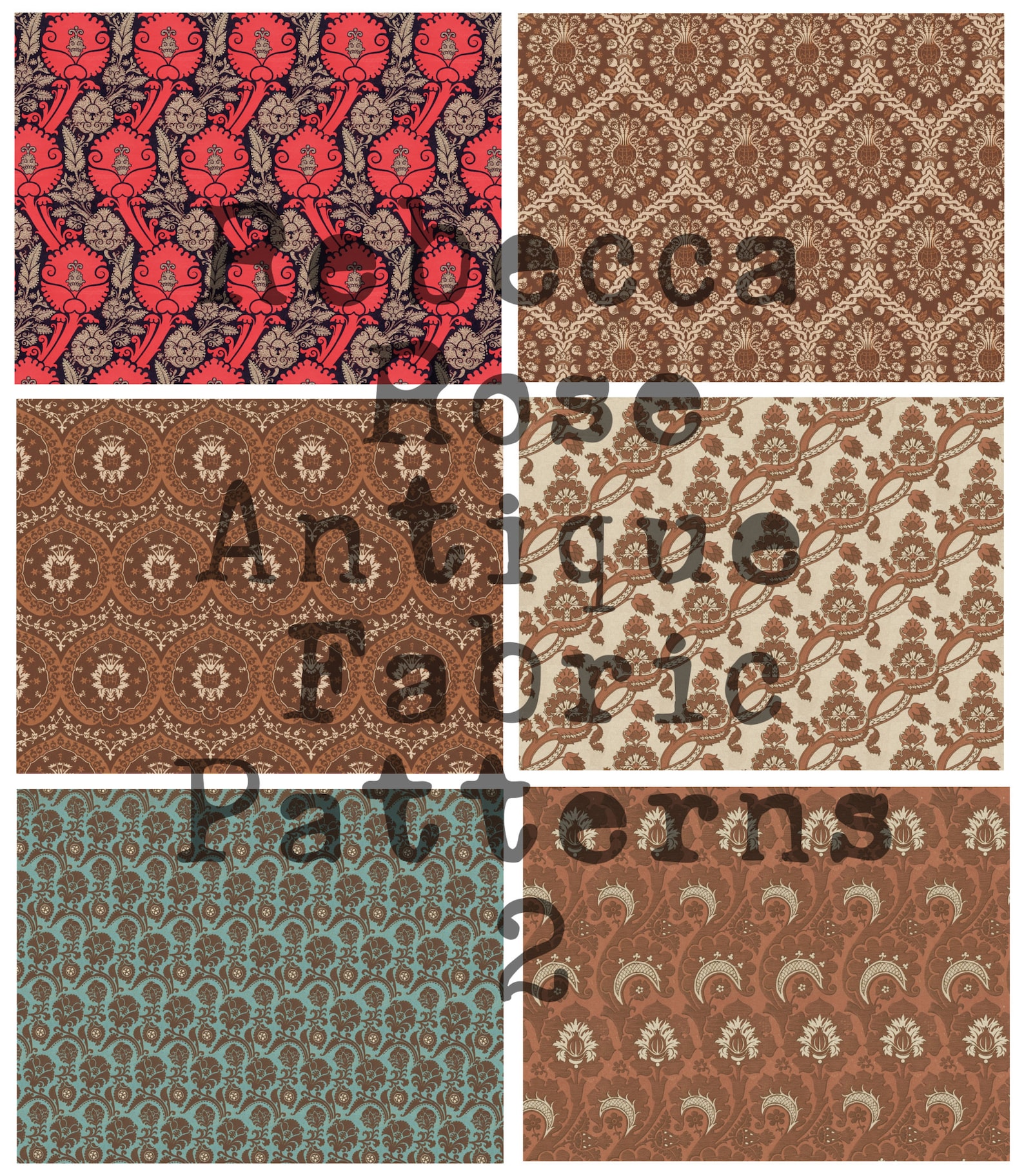 Printable Antique Fabric Background Patterns, DIGITAL DOWNLOAD, Very ...
