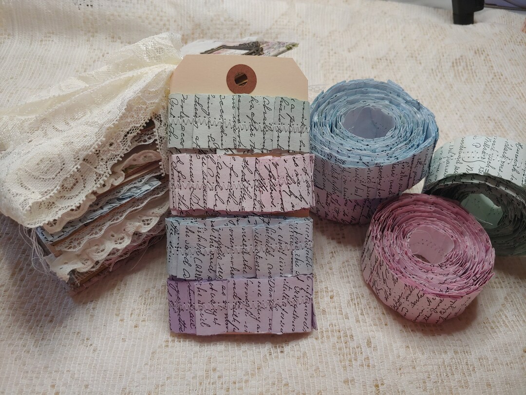 Pastel Script Paper Ruffle, Set of 4, Stitched Ruffle, Paper Decoration ...