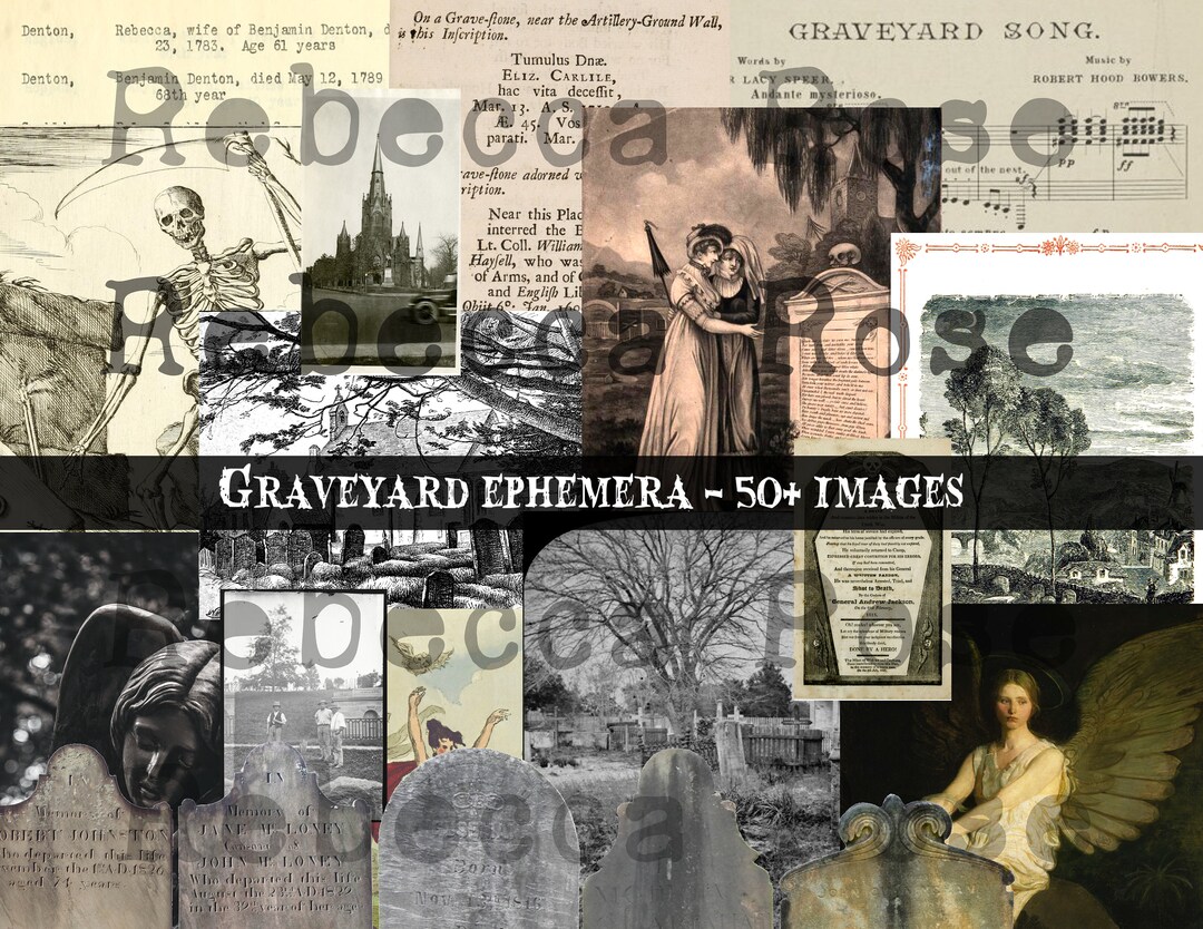 Graveyard Ephemera Digital Kit, Over 50 Pieces of Creepy Digital ...