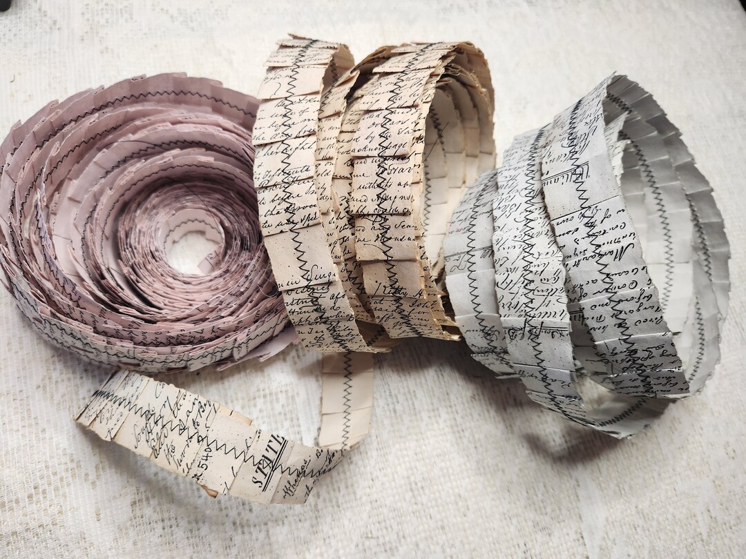 Natural Dye Script Paper Ruffle, Set of 3 Stitched Ruffles for Paper ...