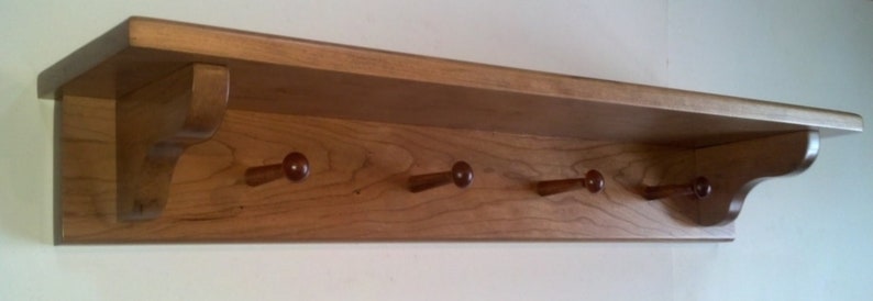 Solid Cherry 4-peg Wall Mount Coat Rack/shelf - Etsy