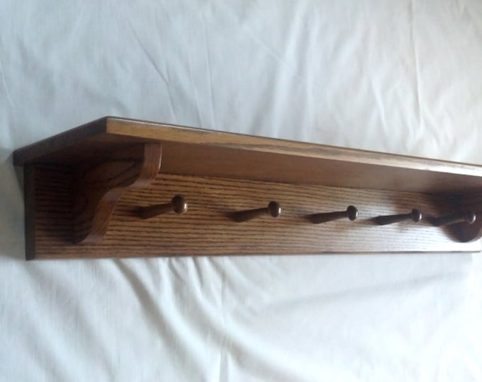 Solid Oak 4-peg Wall Mount Coat Rack/shelf - Etsy