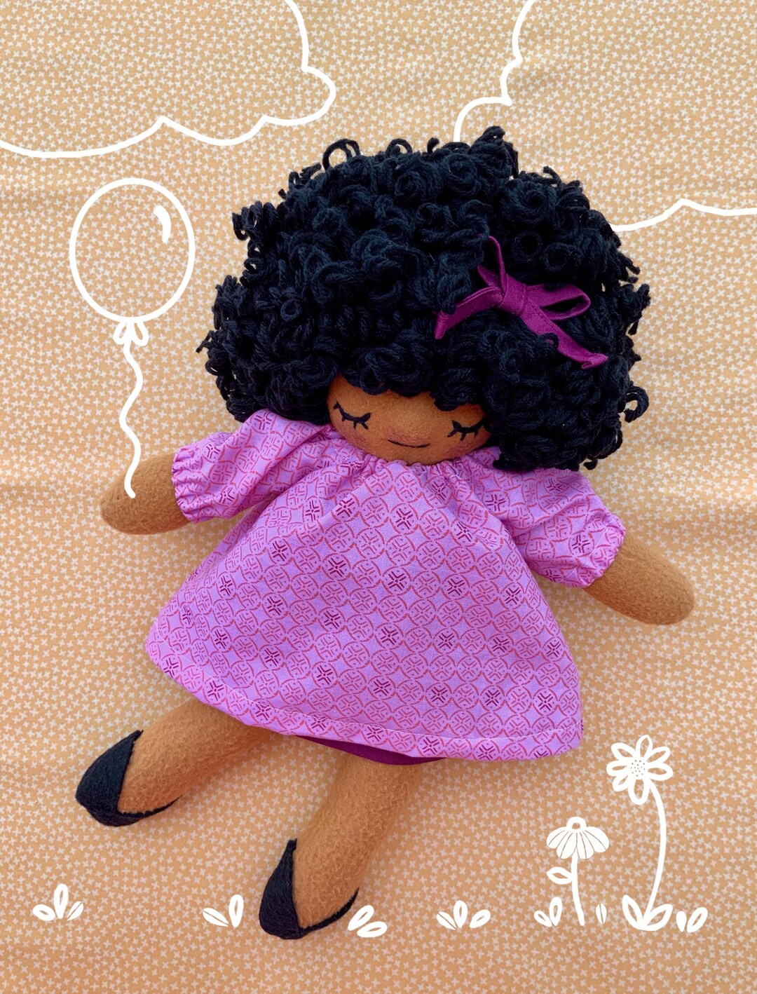 Zoey Doll 12 Inch Sock Doll, Waldorf Style, Handmade Doll, Pink, Purple ...