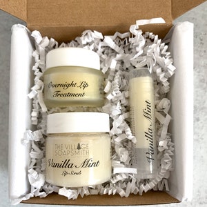 Lip Care Gift Set With Lip Balm, Lip Scrub and Overnight Lip Treatment ...