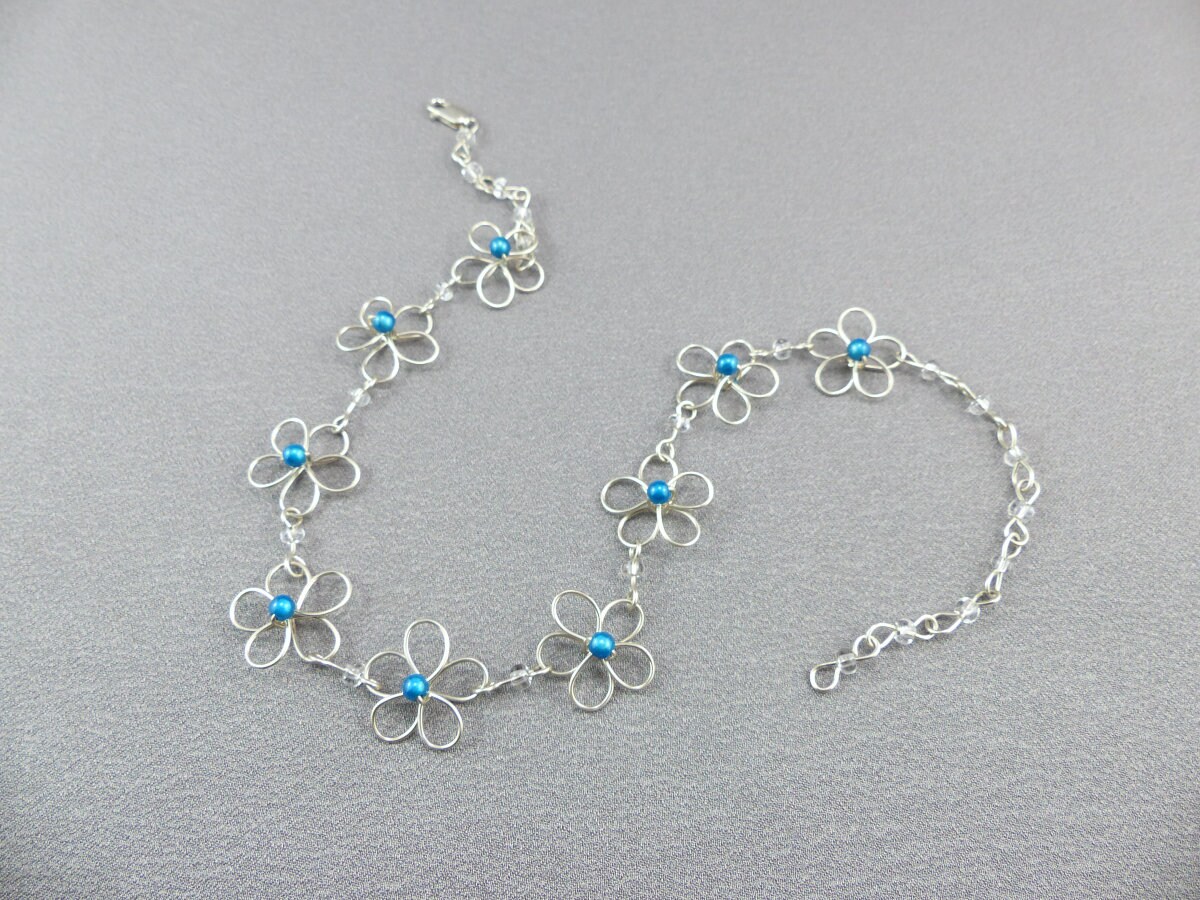 Handmade Flower Necklace - Silver Flower Choker Necklace for Women ...