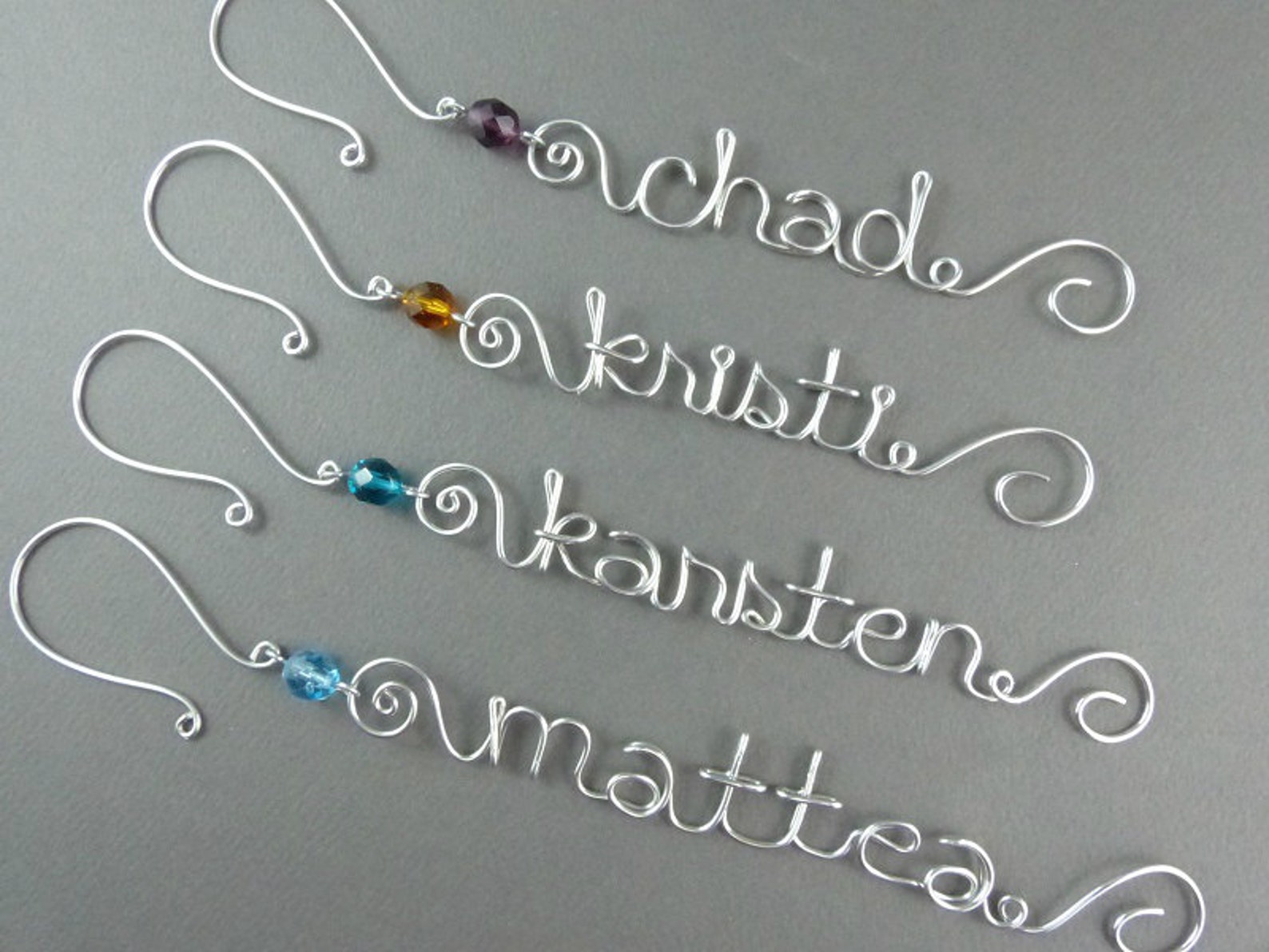 Personalized Ornaments - Wire Name Christmas Ornament Hangers - Wire ...