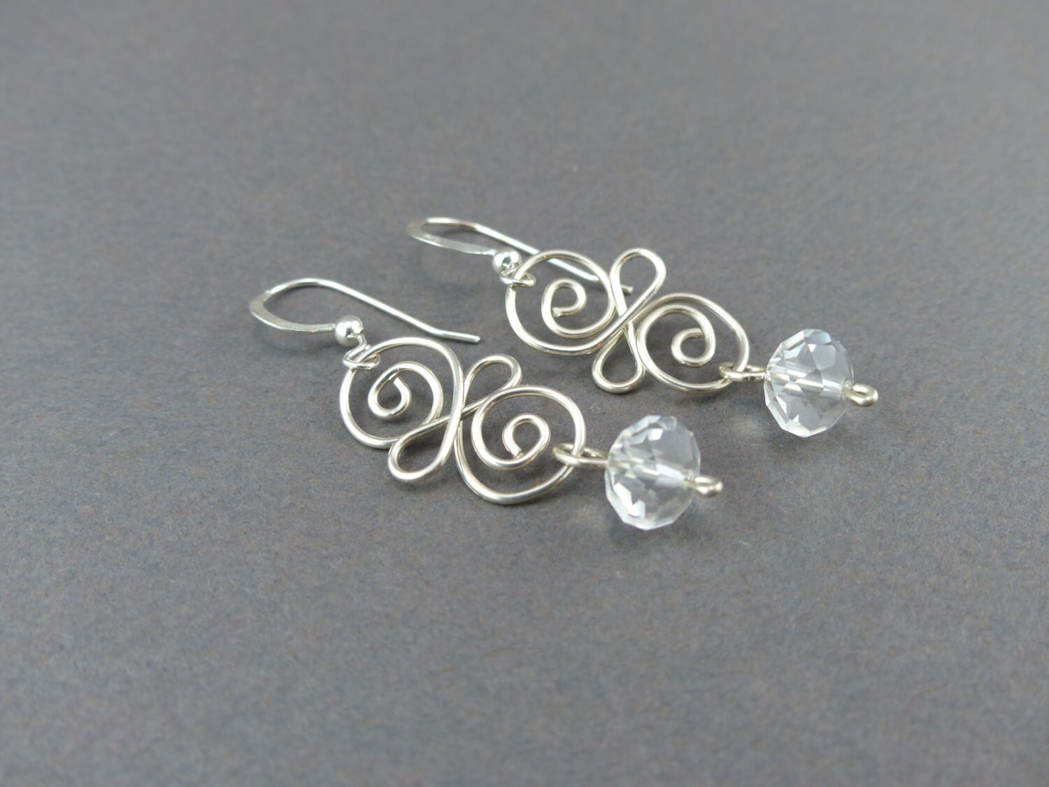 Wire Work Twisted Swirl Earring Sterling Silver With Bead - Wire Work ...