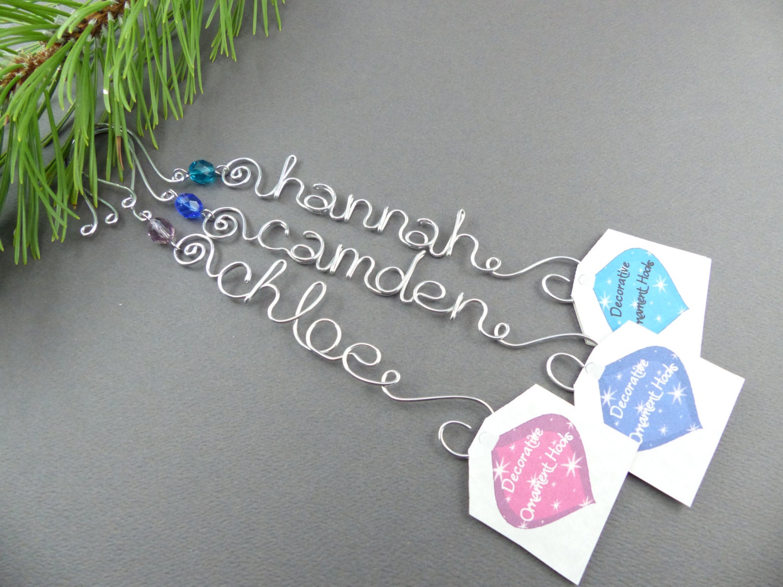 Personalized Ornaments - Wire Name Christmas Ornament Hangers - Wire ...