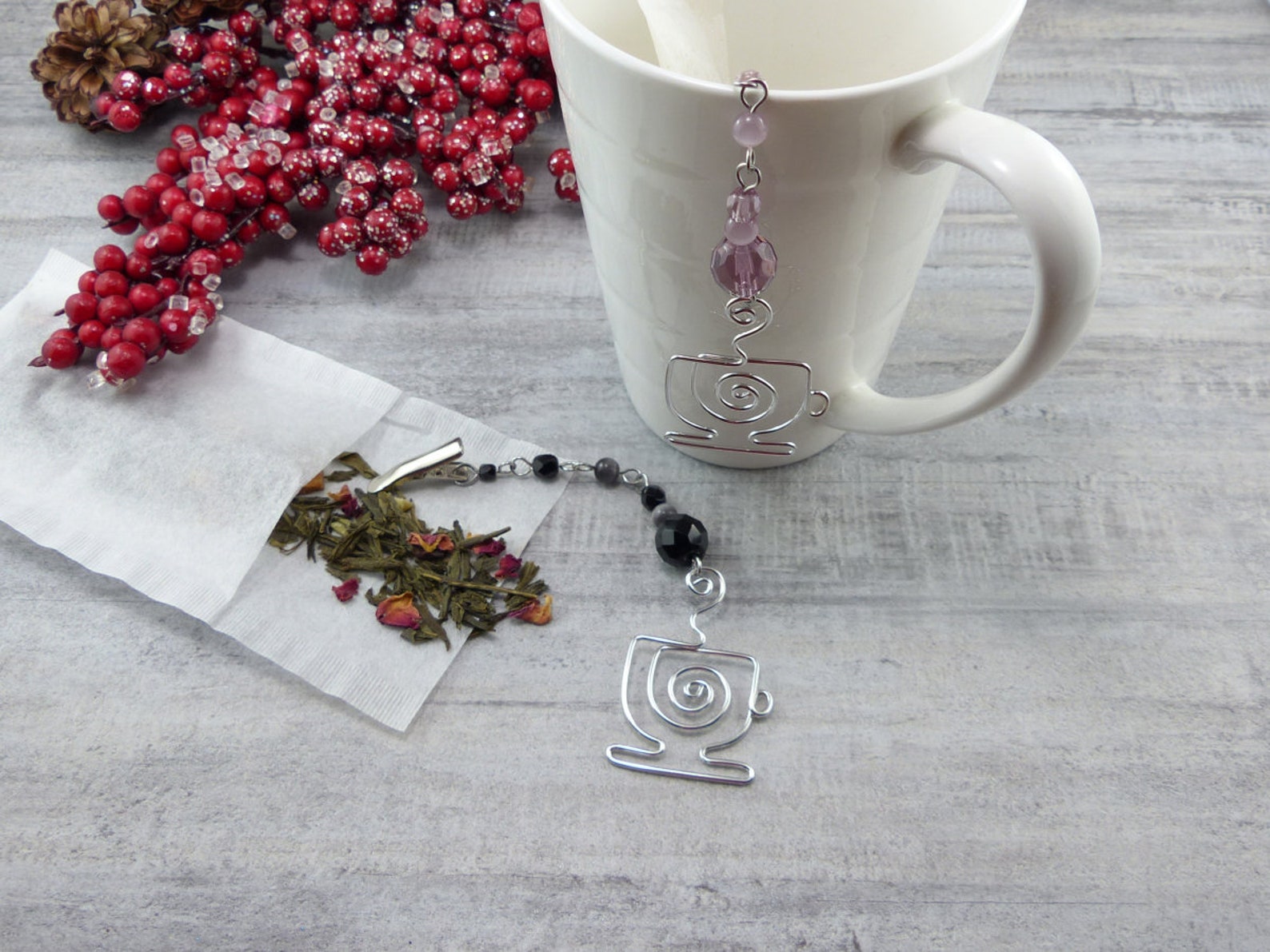 Tea Bag Steeper Tea Bag Clip with Silver Wire Tea Cup and | Etsy